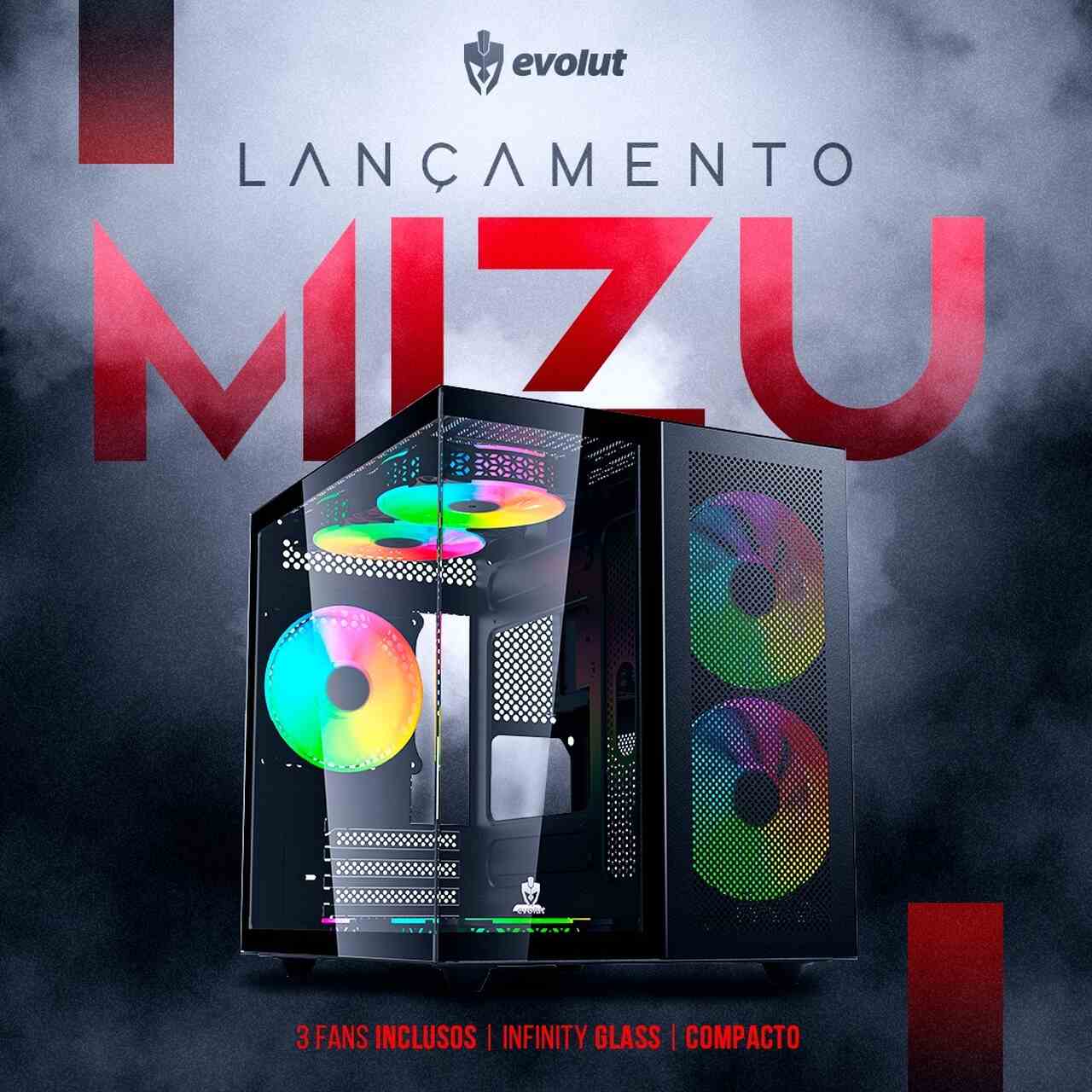 GABINETE GAMER EG820 / MIZU PRETO VIDRO TEMPERADO (3 COOLER INCLUSO) EVOLUT - Play Informática ...